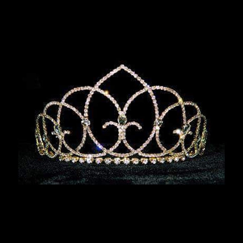 Vaulted Ceiling Crystal Rhinestone 2.5" Gold Tiara – Formalwear Outlet