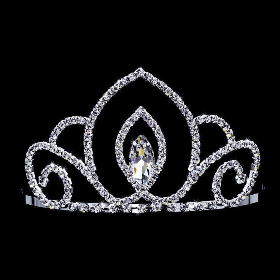 Vaulted Navette Swirl Crystal Rhinestone 3" Silver Tiara – Formalwear ...