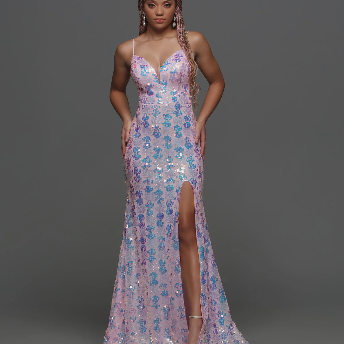 Candice Wang 72320 Pink Iridescent Sequin Dress – Formalwear Outlet